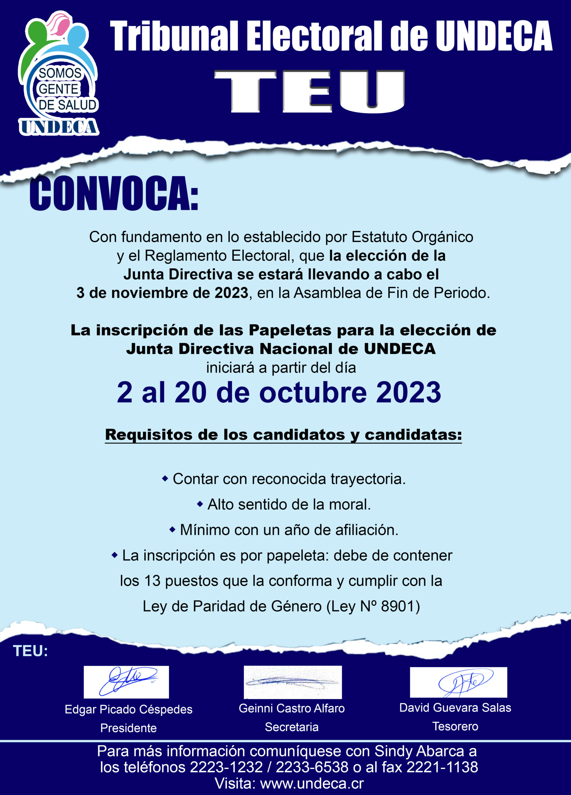 TEU: Inscripción papeletas – UNDECA – Unión Nacional de Empleados de la ...